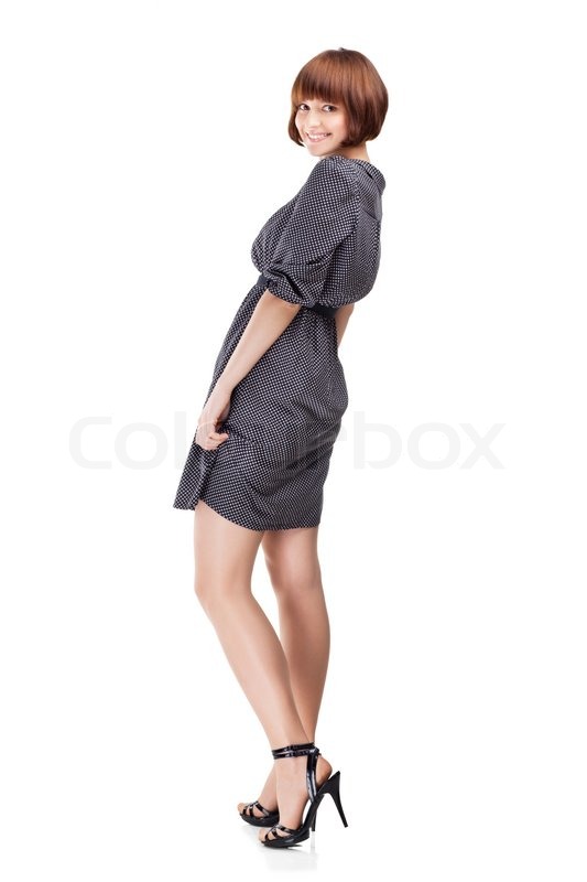 Casual Woman Standing White Background