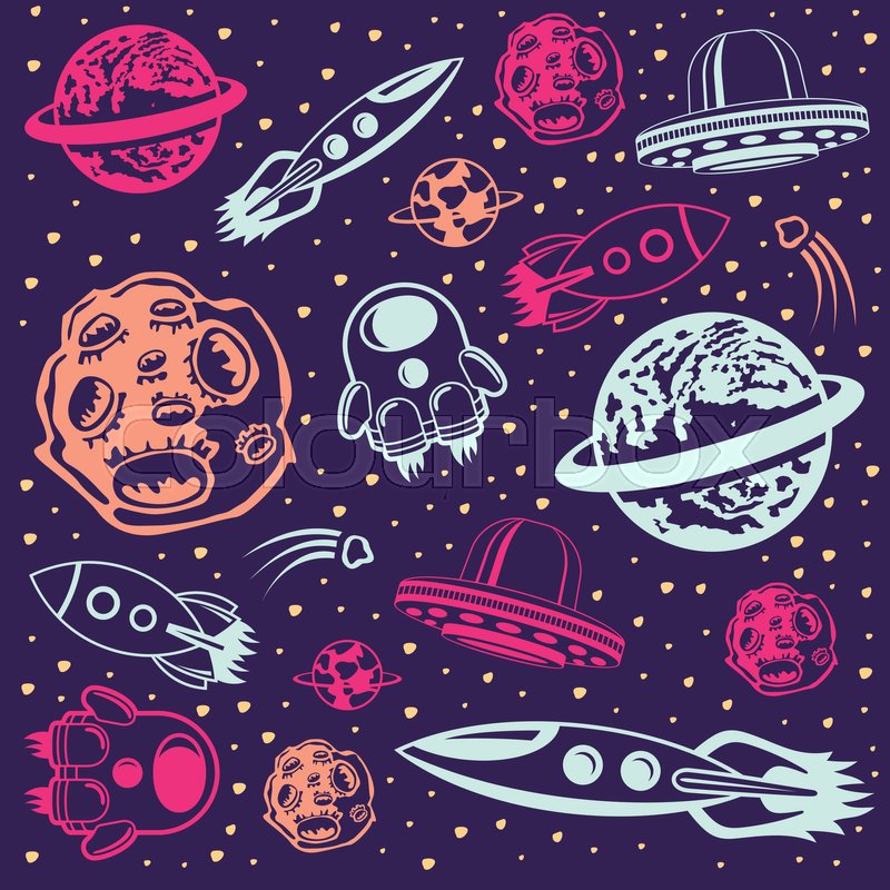 Space background seamless pattern with ... | Stock vector | Colourbox