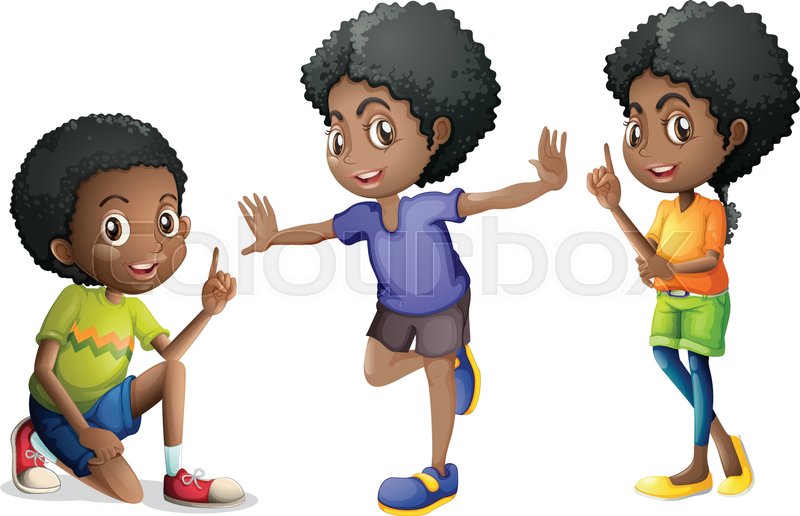 Three african american kids ... | Stock vector | Colourbox