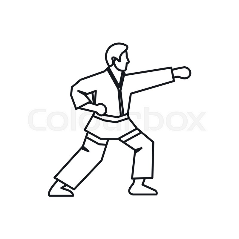 Karate fighter icon in outline style ... | Stock vector | Colourbox