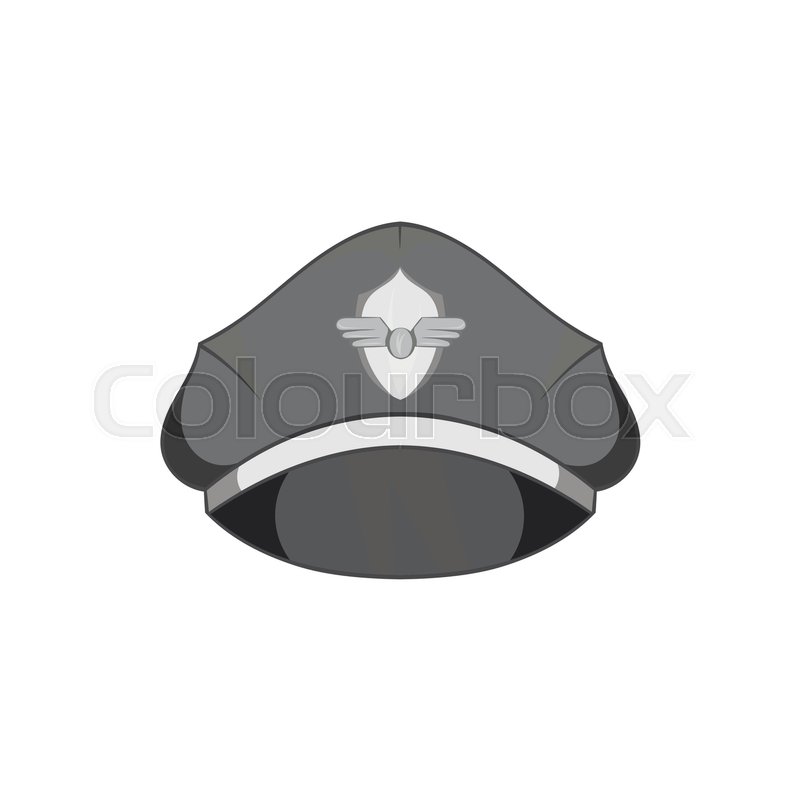 Cap pilot icon in black monochrome ... | Stock vector | Colourbox