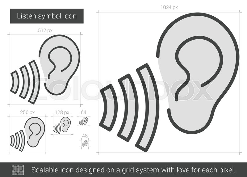 Listen symbol vector line icon ... | Stock vector | Colourbox
