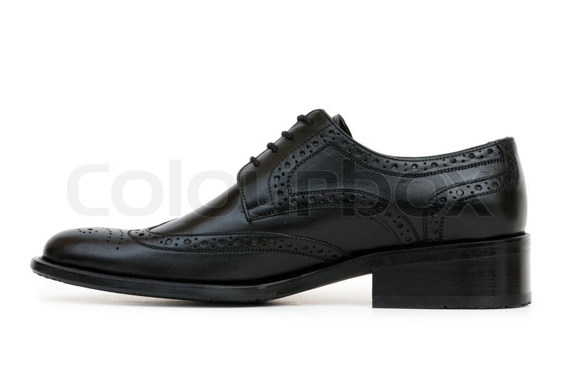 Sorte sko isoleret på den hvide ... | Stock foto | Colourbox