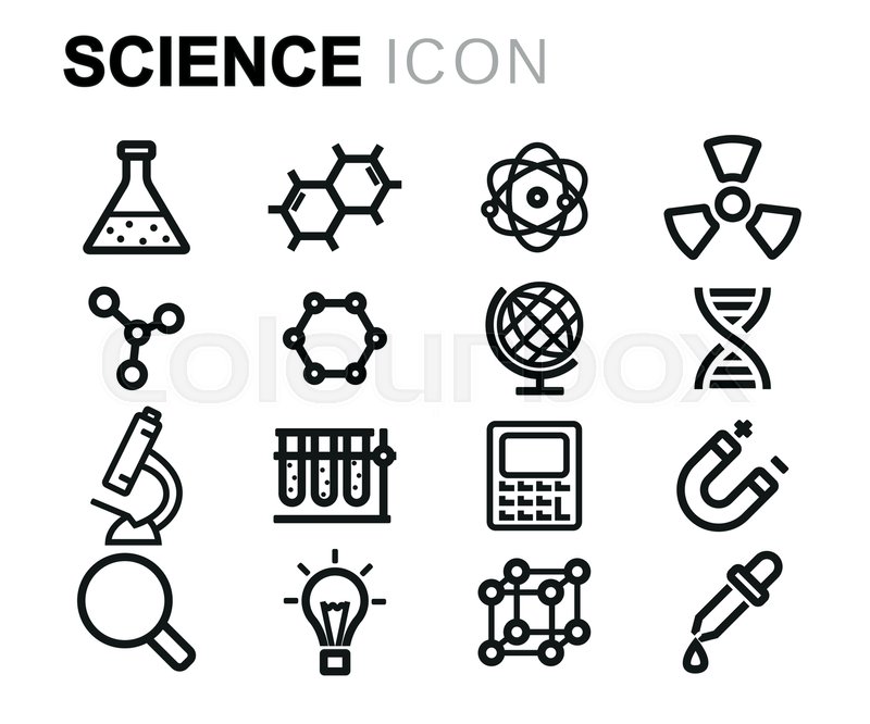 Vector black line science icons set on ... | Stock vector | Colourbox