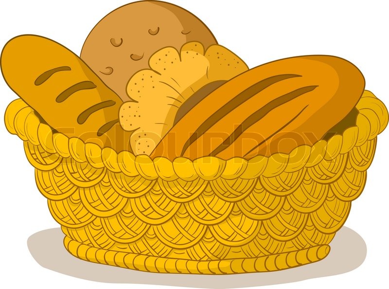 Vector , Essen: leckere frische Brot, Laibe und Brötchen in einem ...