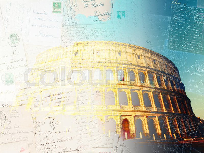 Vintage postcard of ruins of Colosseum ... | Stock image | Colourbox
