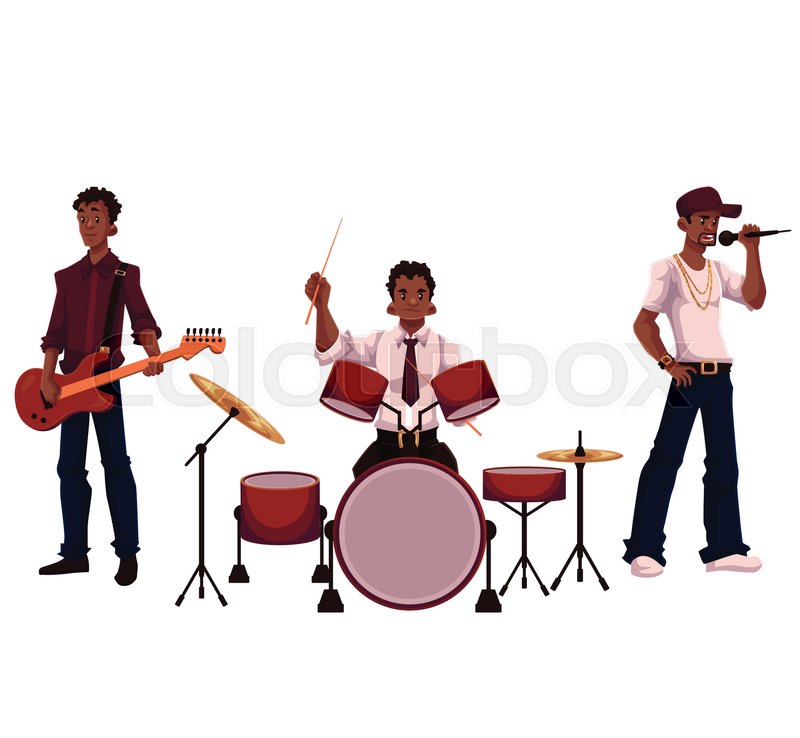 Set of handsome African male singer, ... | Stock vector | Colourbox