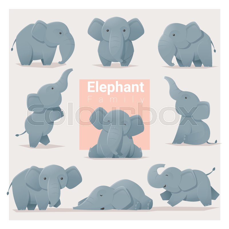 Family Cartoon Elephants