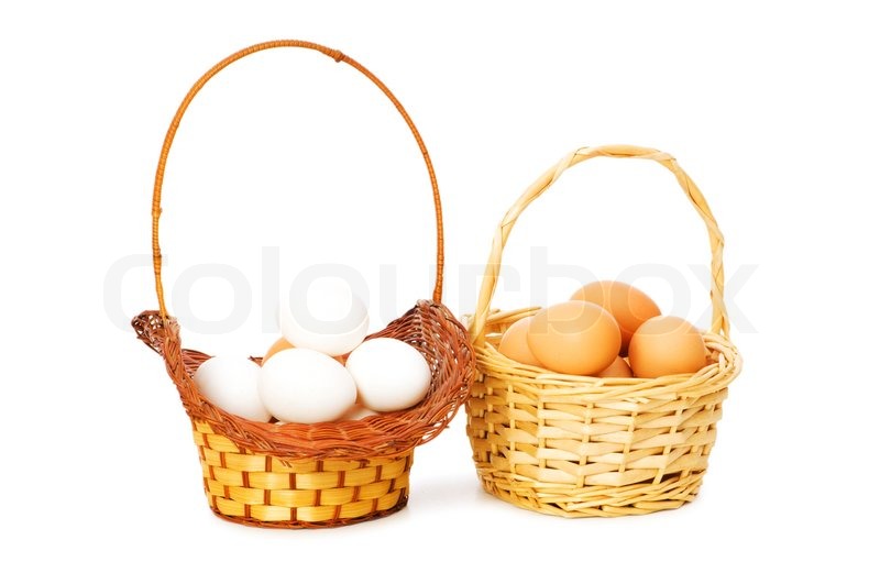 Basket Full Of Eggs Isolated On White Stock Image Colourbox