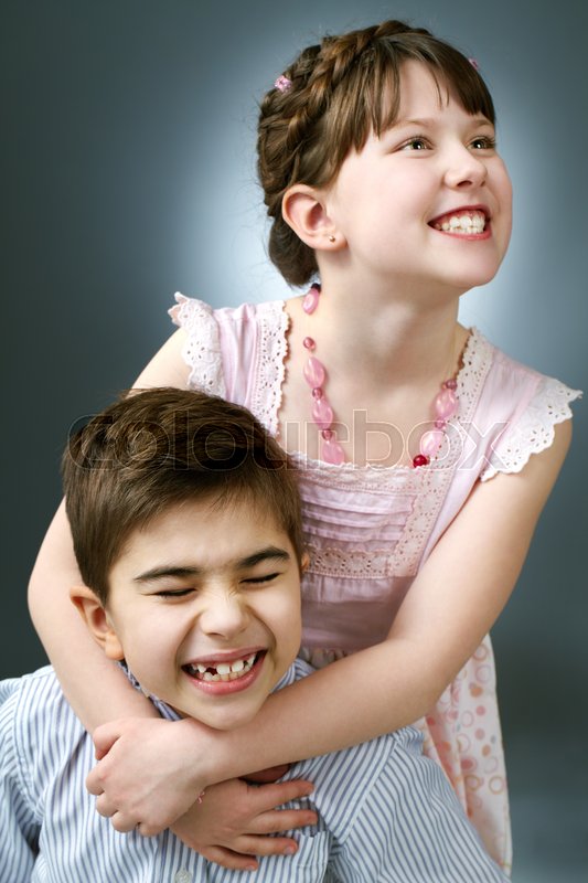 Portrait of playful kids grimacing | Stock image | Colourbox