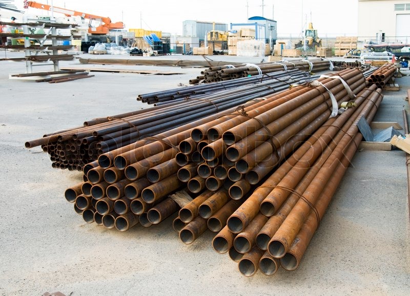 Steel pipes on stock | Stock image | Colourbox