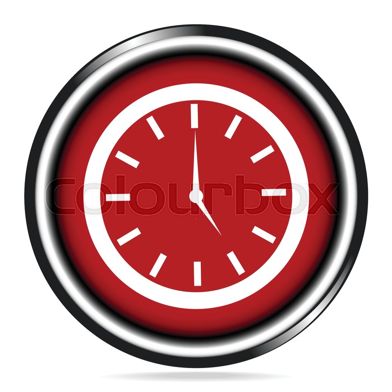 Clock, time sign red button icon | Stock vector | Colourbox