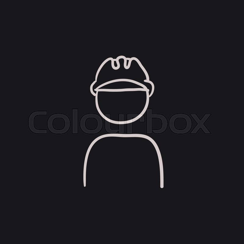 Worker wearing hard hat vector sketch ... | Stock vector | Colourbox