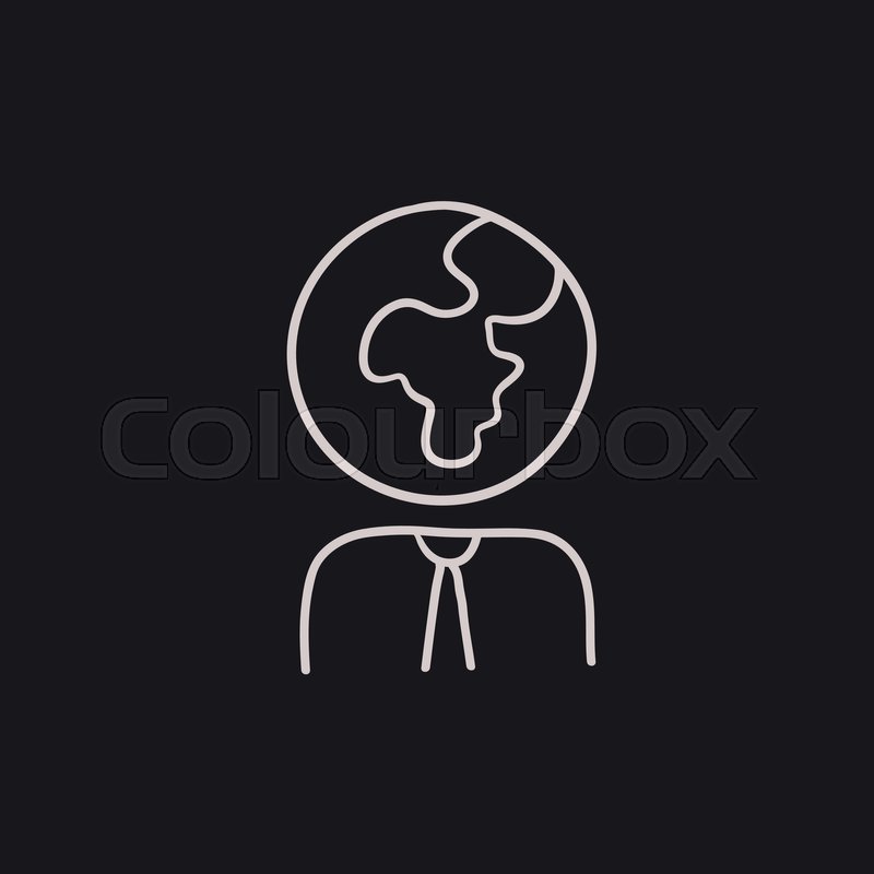 Human with globe head vector sketch ... | Stock vector | Colourbox