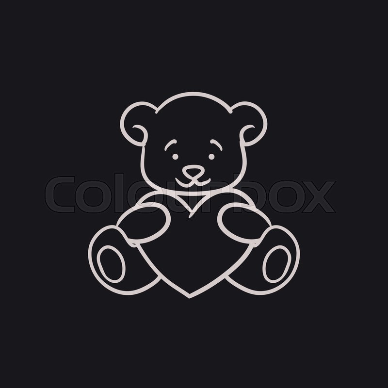 Teddy Bear With Heart Outline
