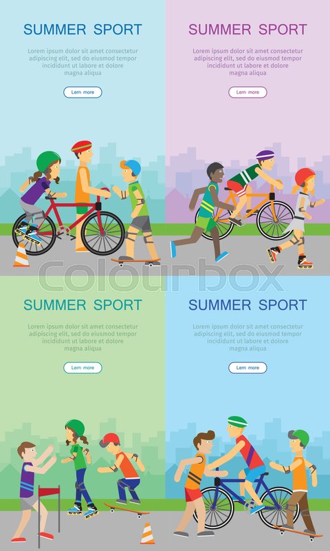 Summer sport banners set. Children ... | Stock vector | Colourbox