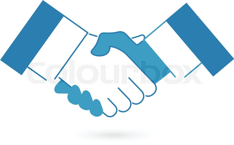 Blue handshake icon, flat style. ... | Stock vector | Colourbox
