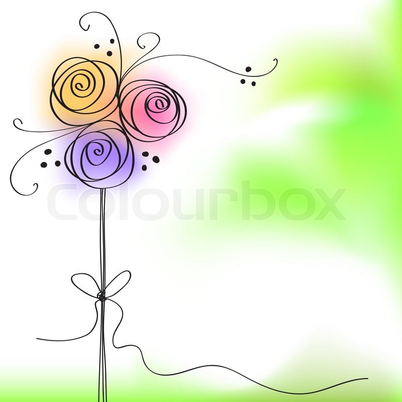 Greeting card with color rose flower | Stock vector | Colourbox