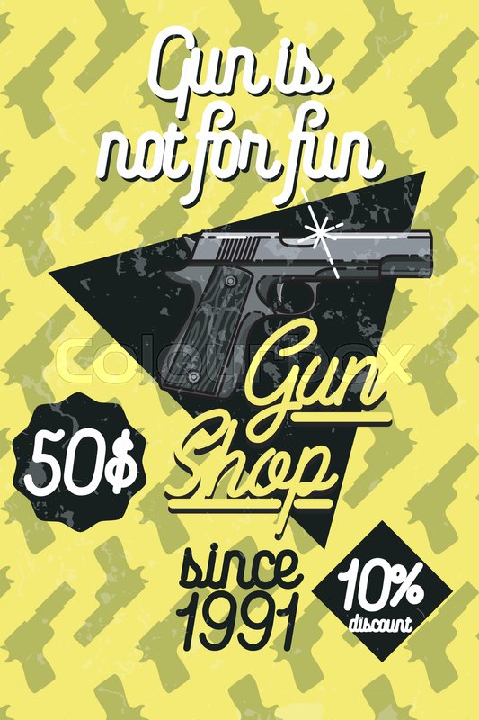 Color vintage guns shop poster. Vector ... | Stock vector | Colourbox