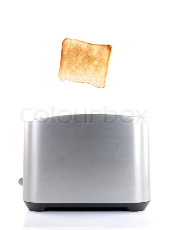 Plain White Toast Popping Up From A Stock Image Colourbox