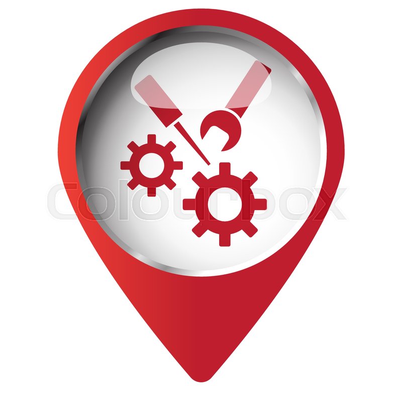 Map pin symbol with Service icon. Red ... | Stock vector | Colourbox