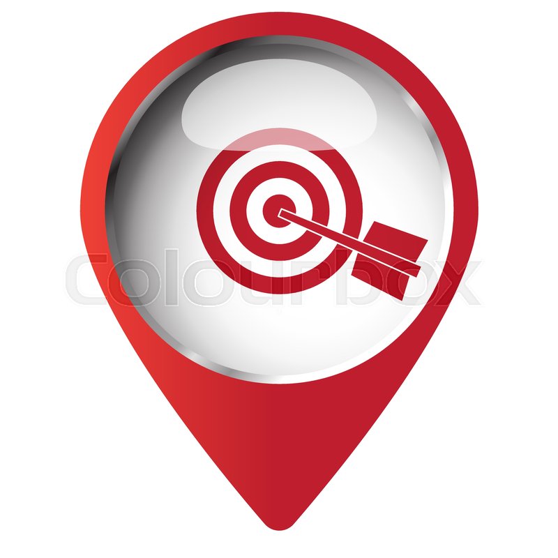 Map pin symbol with Target icon. Red ... | Stock vector | Colourbox