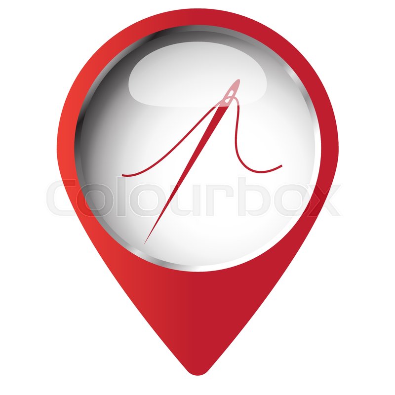 Map pin symbol with Needle icon. Red ... | Stock vector | Colourbox