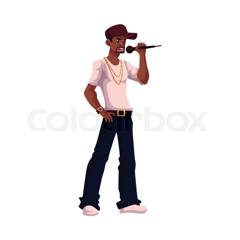 Young African male singer holding a ... | Stock vector | Colourbox