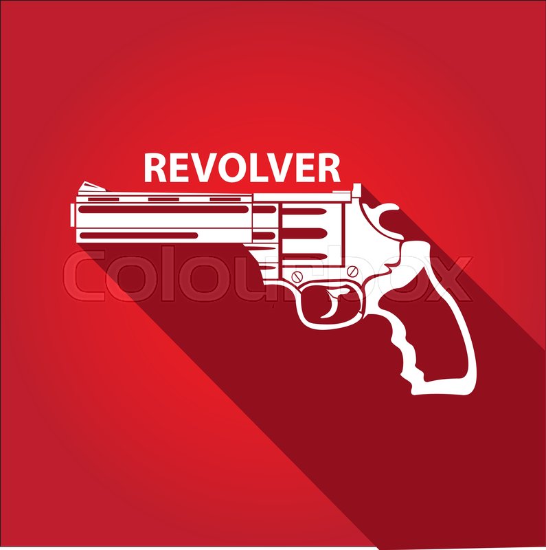 Vector vintage pistol gun on red background | Stock Vector | Colourbox