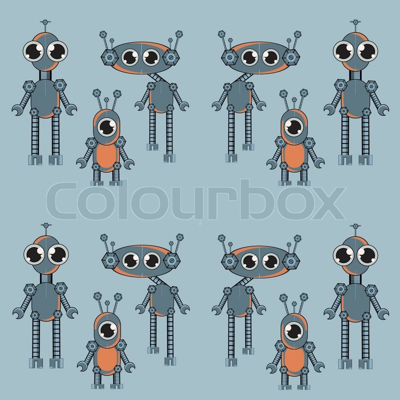 Blue background with robots | Stock vector | Colourbox
