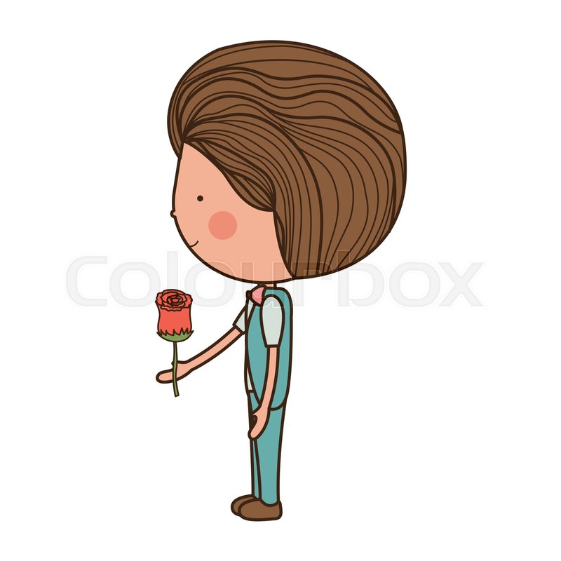 Man with rose in hand vector ... | Stock vector | Colourbox