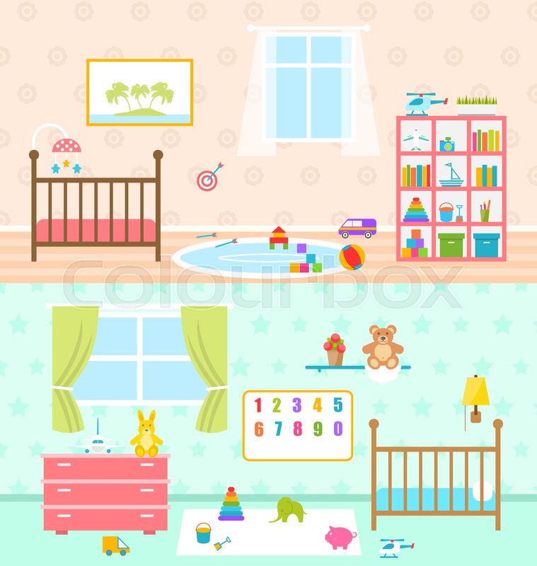 Illustration Set Playrooms for Kids. ... | Stock vector | Colourbox