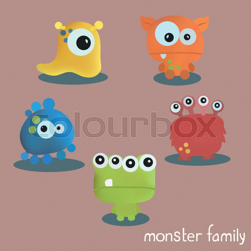 Set with five monsters. Print for ... | Stock vector | Colourbox