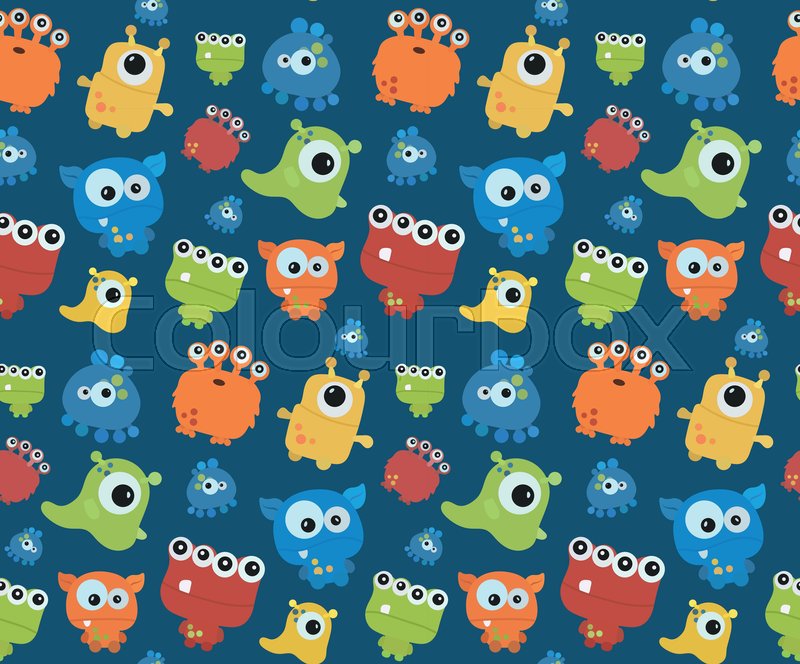 Seamless pattern with monsters. Print ... | Stock vector | Colourbox
