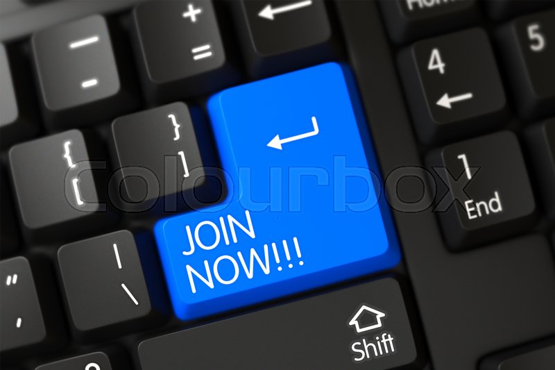 A Keyboard with Blue Button - Join Now. ... | Stock image | Colourbox