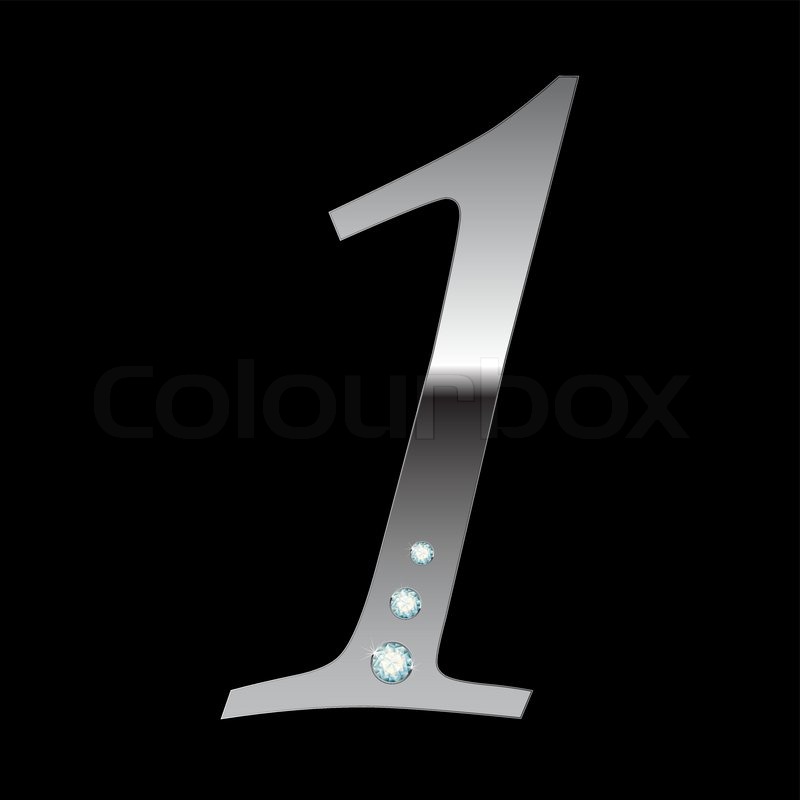 Vector silver metallic number One with ... | Stock vector | Colourbox