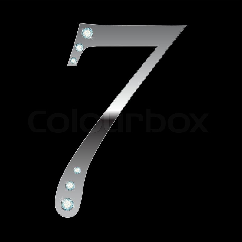 Vector silver metallic number seven ... | Stock vector | Colourbox