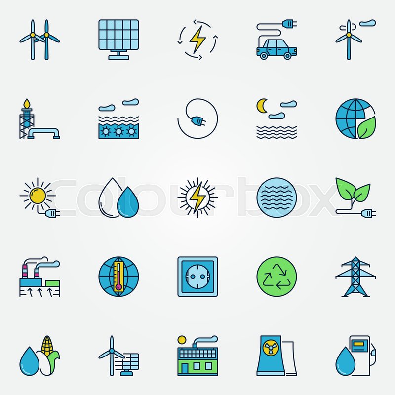 Colorful alternative energy symbols. ... | Stock vector | Colourbox