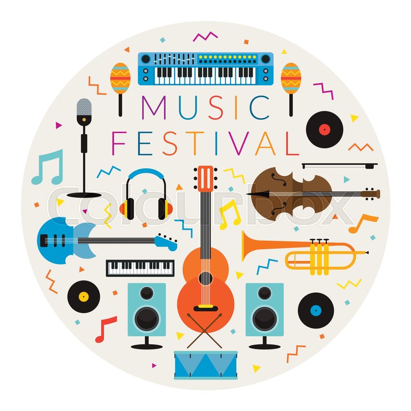 Music Instruments Objects Label | Stock vector | Colourbox