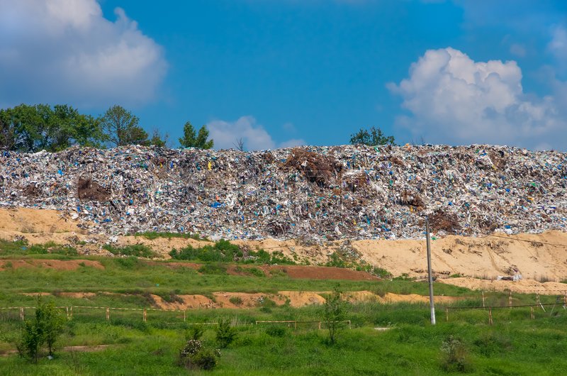 On landfill metal mountain, plastic and ... | Stock image | Colourbox