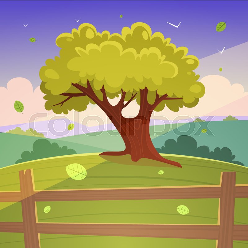 Cartoon illustration of the tree on ... | Stock vector | Colourbox