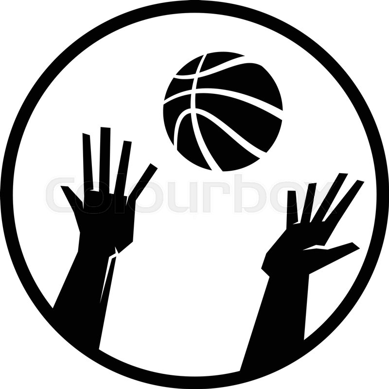 Hands reaching for basketball vector ... | Stock vector | Colourbox