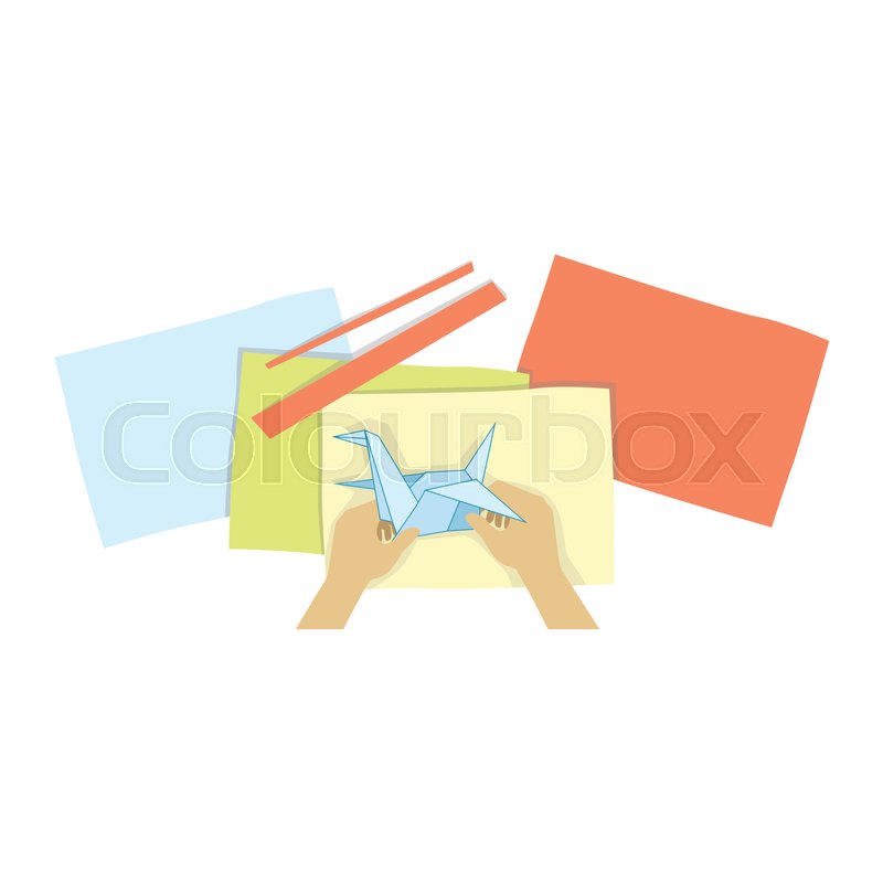 Child Doing Origami Illustration With ... | Stock vector | Colourbox