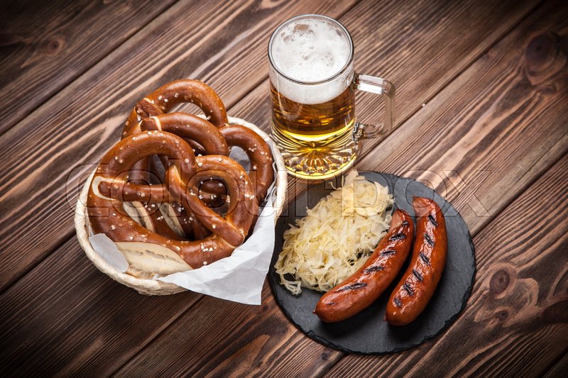 Traditional german food of pretzels, ... | Stock image | Colourbox