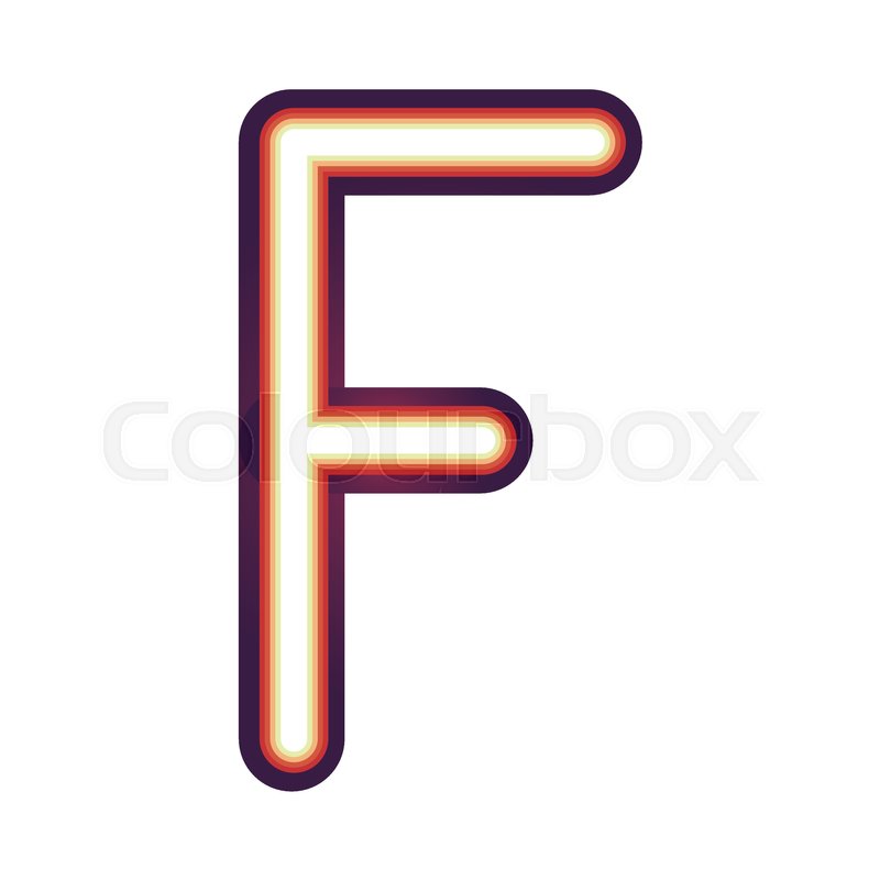 Glowing neon colorful letter F over ... | Stock vector | Colourbox