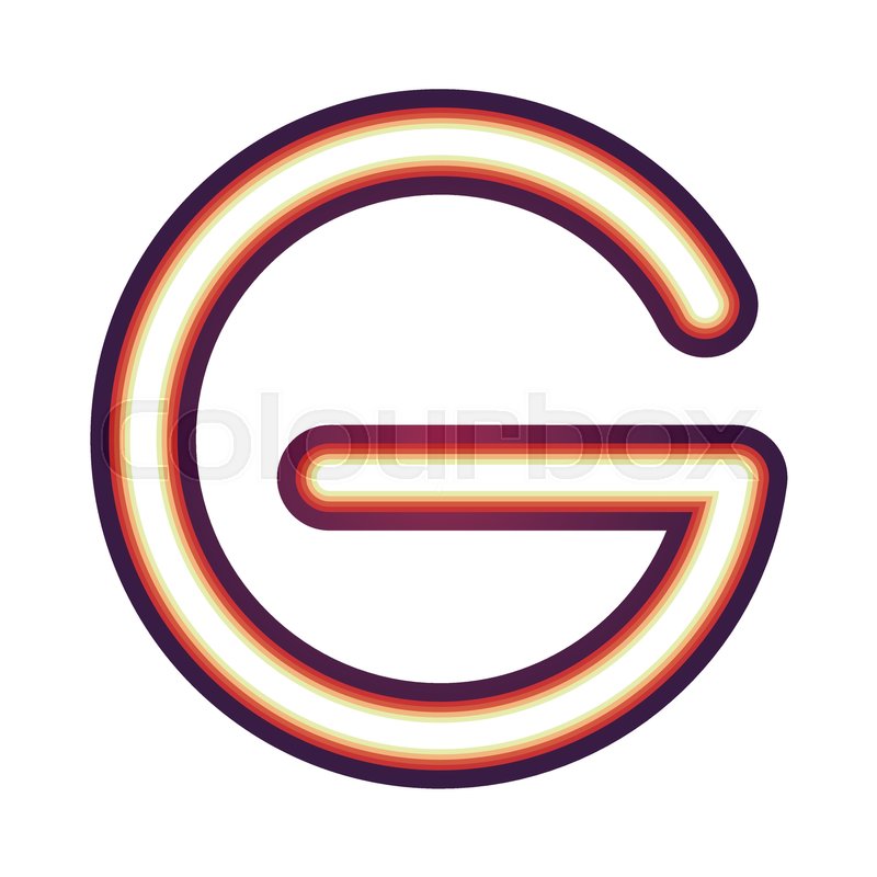 Glowing neon colorful letter G over ... | Stock vector | Colourbox