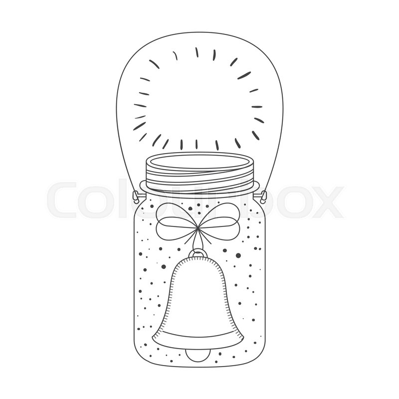 Mason jar with bell decoration inside. ... | Stock vector | Colourbox
