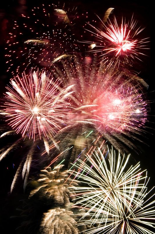 Beautiful fireworks exploding over a ... | Stock image | Colourbox