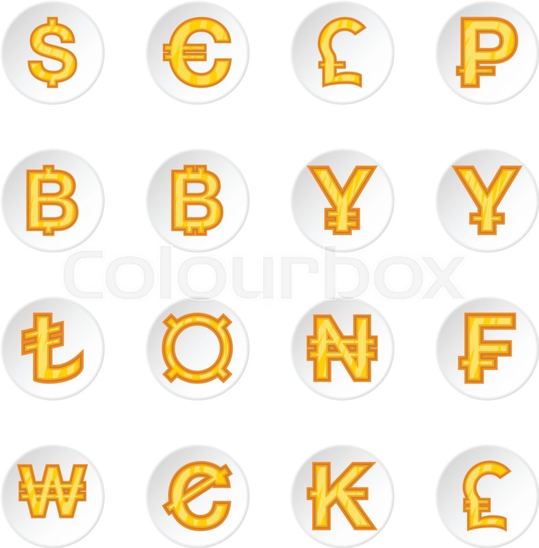 Currency icons set in cartoon style. ... | Stock vector | Colourbox