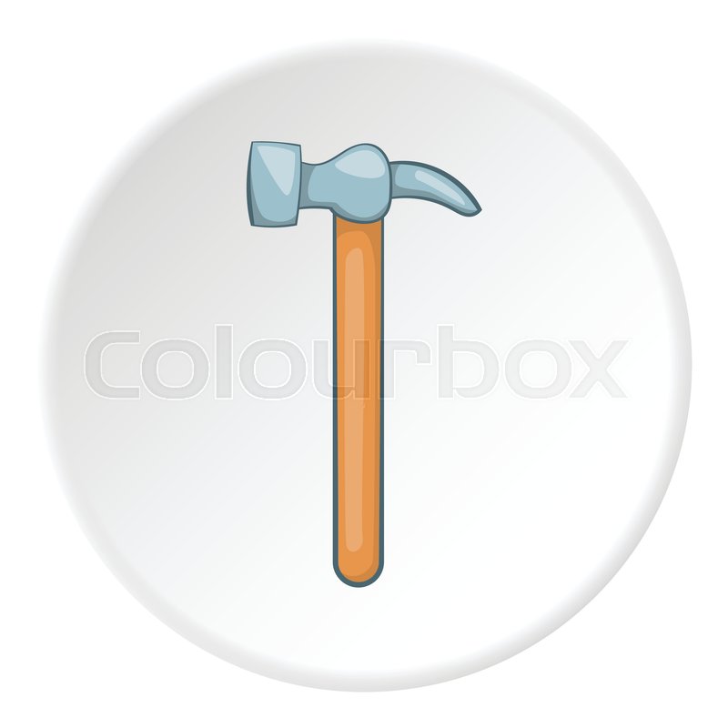 Hammer icon in cartoon style on white ... | Stock vector | Colourbox